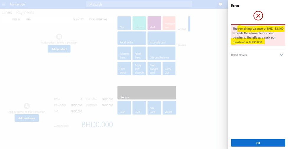 Cash-Out Gift Cards in D365 Commerce – DynamicsSparks
